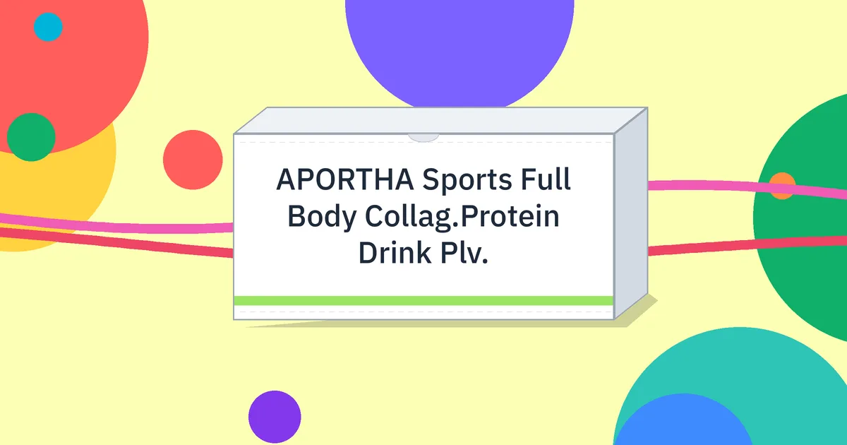 Symbolbild: Packung mit der Aufschrift APORTHA Sports Full Body Collag.Protein Drink Plv. (PZN 17573102) – Verfügbarkeit und Bezug in Apotheken in Frankfurt am Main
