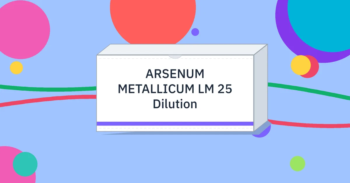 Symbolbild: Packung mit der Aufschrift ARSENUM METALLICUM LM 25 Dilution (PZN 12779477) – Verfügbarkeit und Bezug in Apotheken in Frankfurt am Main