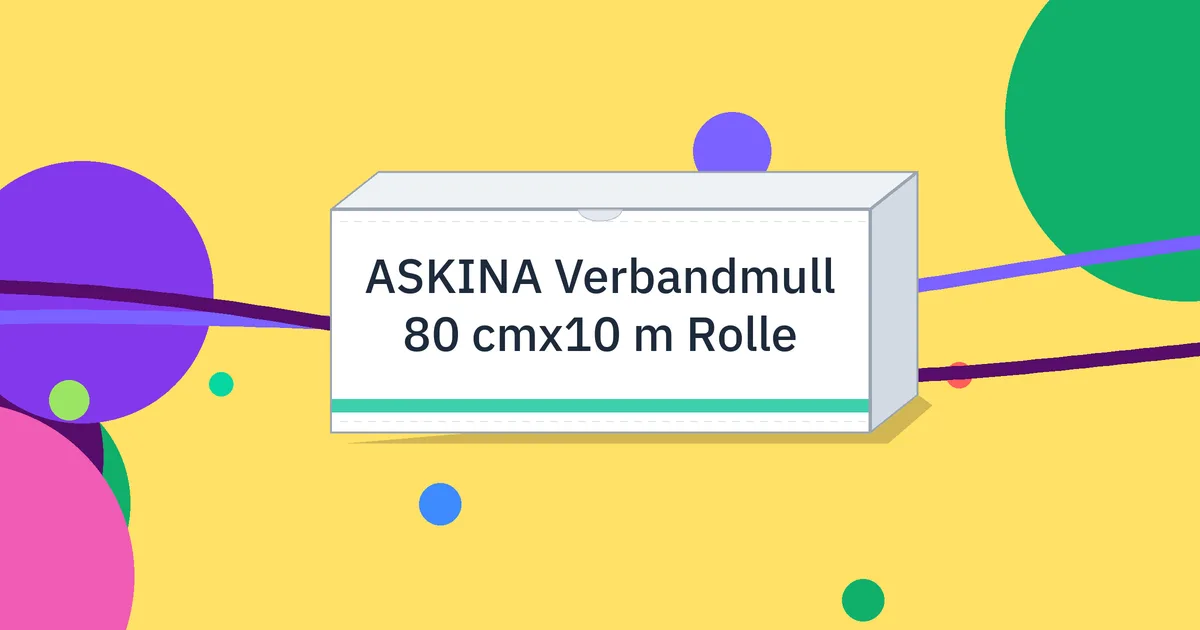 Symbolbild: Packung mit der Aufschrift ASKINA Verbandmull 80 cmx10 m Rolle (PZN 13705989) – Verfügbarkeit und Bezug in Apotheken in Frankfurt am Main