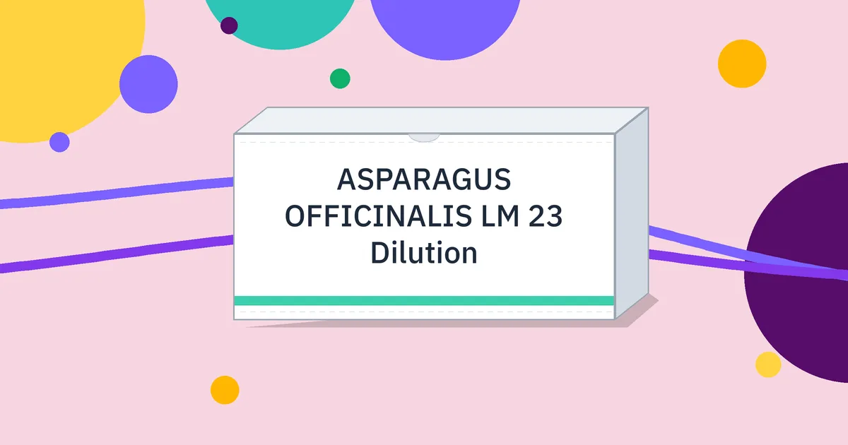 Symbolbild: Packung mit der Aufschrift ASPARAGUS OFFICINALIS LM 23 Dilution (PZN 13403076) – Verfügbarkeit und Bezug in Apotheken in Frankfurt am Main