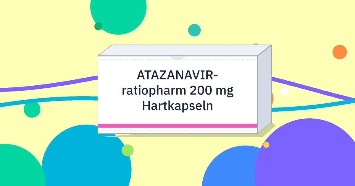 Symbolbild: Packung mit der Aufschrift ATAZANAVIR-ratiopharm 200 mg Hartkapseln (PZN 14320518) – Verfügbarkeit und Bezug in Apotheken in Frankfurt am Main