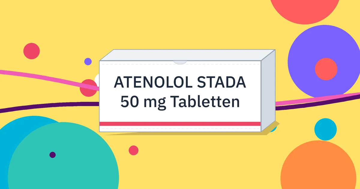 Symbolbild: Packung mit der Aufschrift ATENOLOL STADA 50 mg Tabletten (PZN 03498035) – Verfügbarkeit und Bezug in Apotheken in Frankfurt am Main