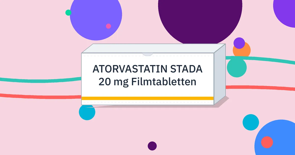 Symbolbild: Packung mit der Aufschrift ATORVASTATIN STADA 20 mg Filmtabletten (PZN 09231439) – Verfügbarkeit und Bezug in Apotheken in Frankfurt am Main