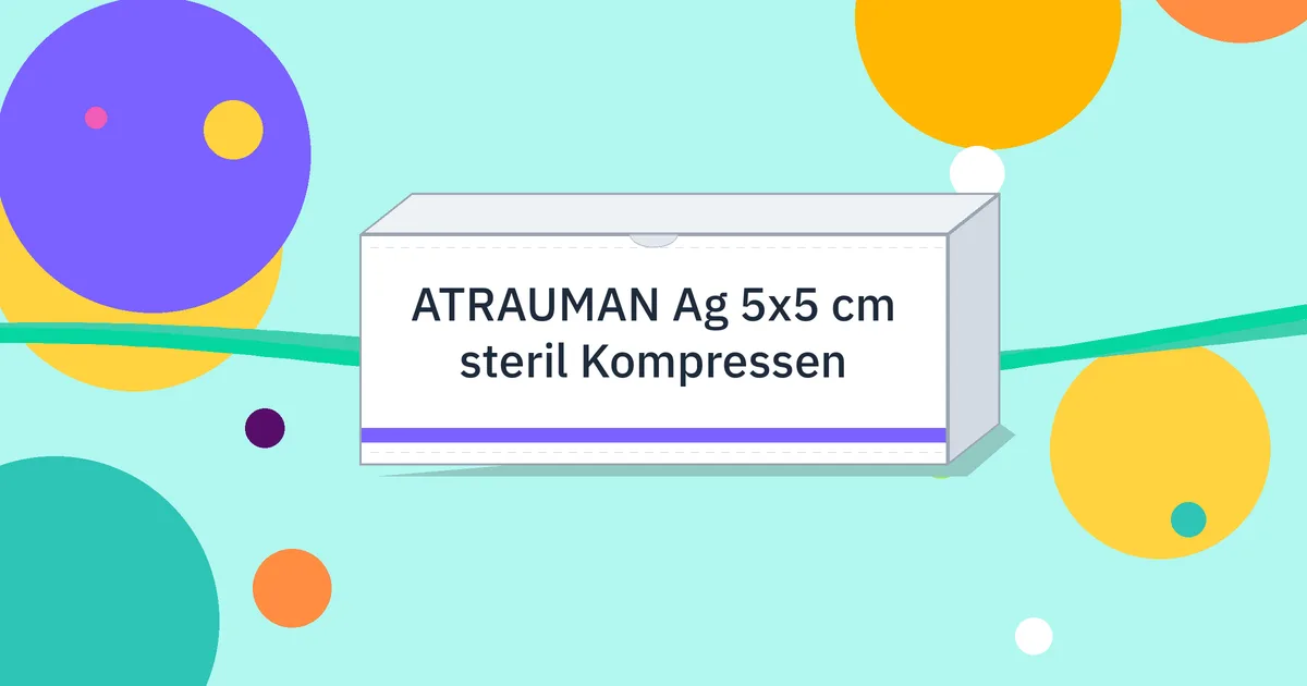 Symbolbild: Packung mit der Aufschrift ATRAUMAN Ag 5x5 cm steril Kompressen (PZN 15881615) – Verfügbarkeit und Bezug in Apotheken in Frankfurt am Main
