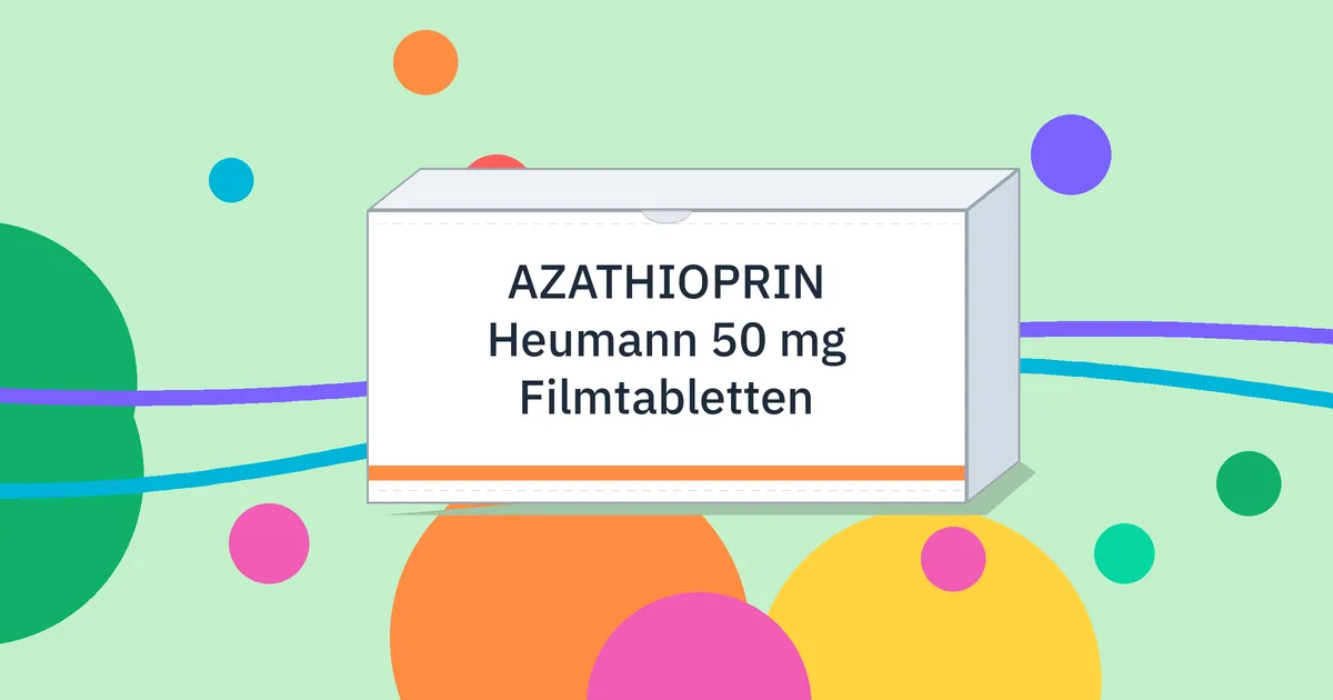 Symbolbild: Packung mit der Aufschrift AZATHIOPRIN Heumann 50 mg Filmtabletten (PZN 02407378) – Verfügbarkeit und Bezug in Apotheken in Frankfurt am Main