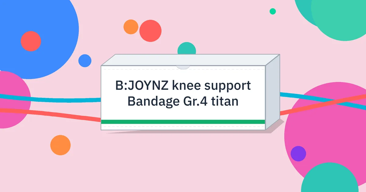 Symbolbild: Packung mit der Aufschrift B:JOYNZ knee support Bandage Gr.4 titan (PZN 20522491) – Verfügbarkeit und Bezug in Apotheken in Frankfurt am Main