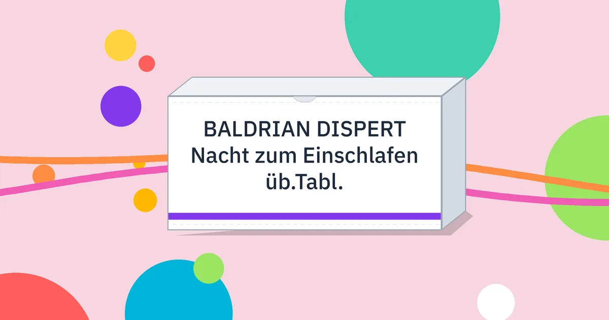 Symbolbild: Packung mit der Aufschrift BALDRIAN DISPERT Nacht zum Einschlafen üb.Tabl. (PZN 02859873) – Verfügbarkeit und Bezug in Apotheken in Frankfurt am Main