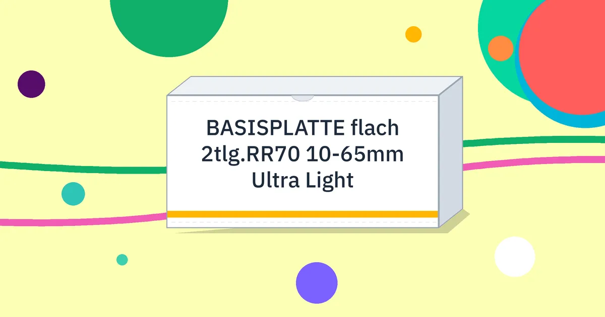 Symbolbild: Packung mit der Aufschrift BASISPLATTE flach 2tlg.RR70 10-65mm Ultra Light (PZN 12345514) – Verfügbarkeit und Bezug in Apotheken in Frankfurt am Main