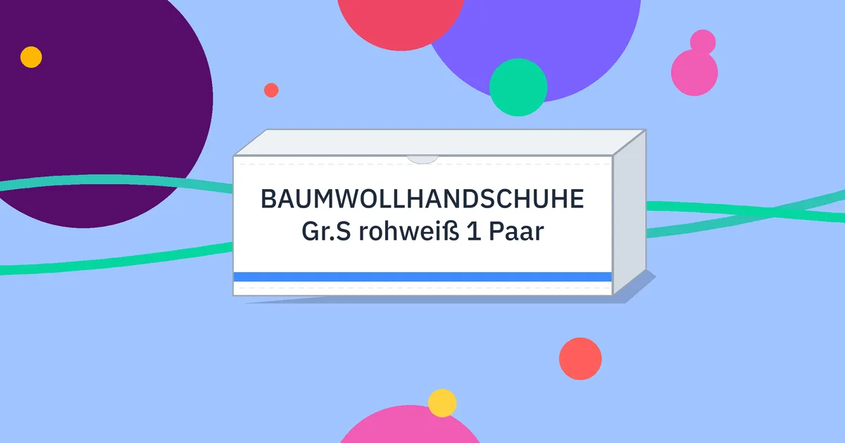 Symbolbild: Packung mit der Aufschrift BAUMWOLLHANDSCHUHE Gr.S rohweiß 1 Paar (PZN 16719006) – Verfügbarkeit und Bezug in Apotheken in Frankfurt am Main