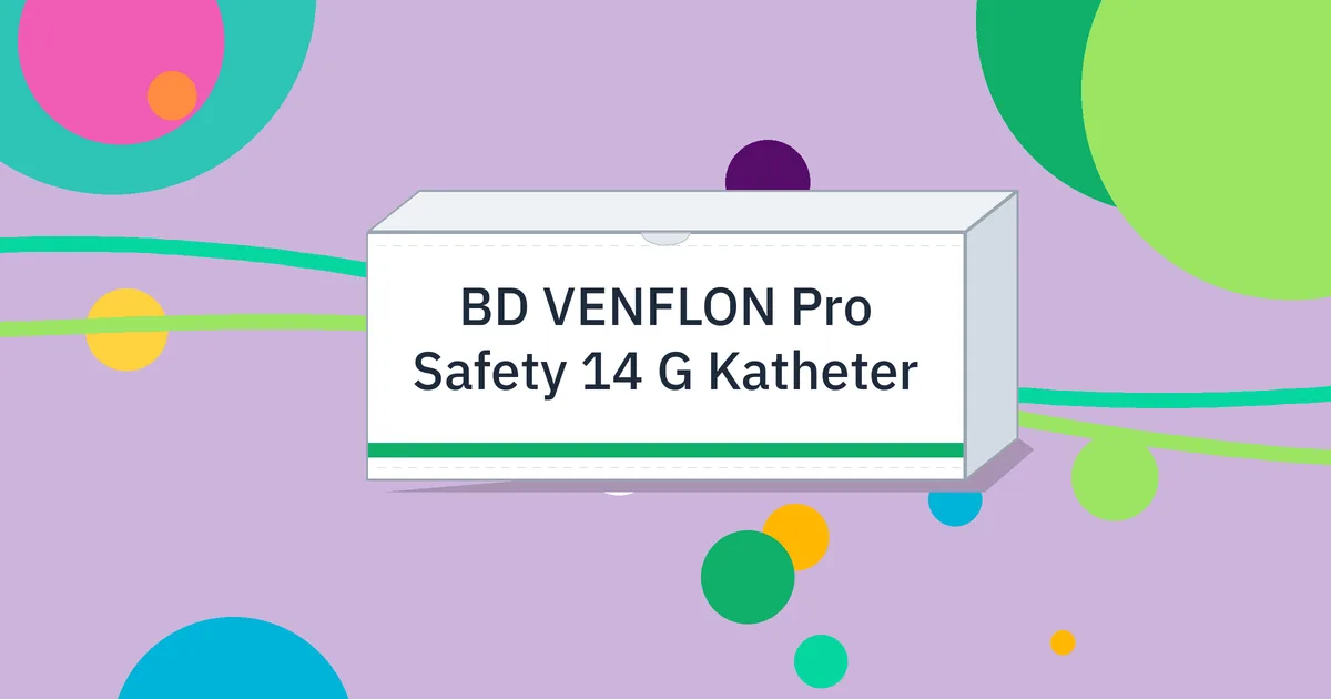 Symbolbild: Packung mit der Aufschrift BD VENFLON Pro Safety 14 G Katheter (PZN 13156850) – Verfügbarkeit und Bezug in Apotheken in Frankfurt am Main