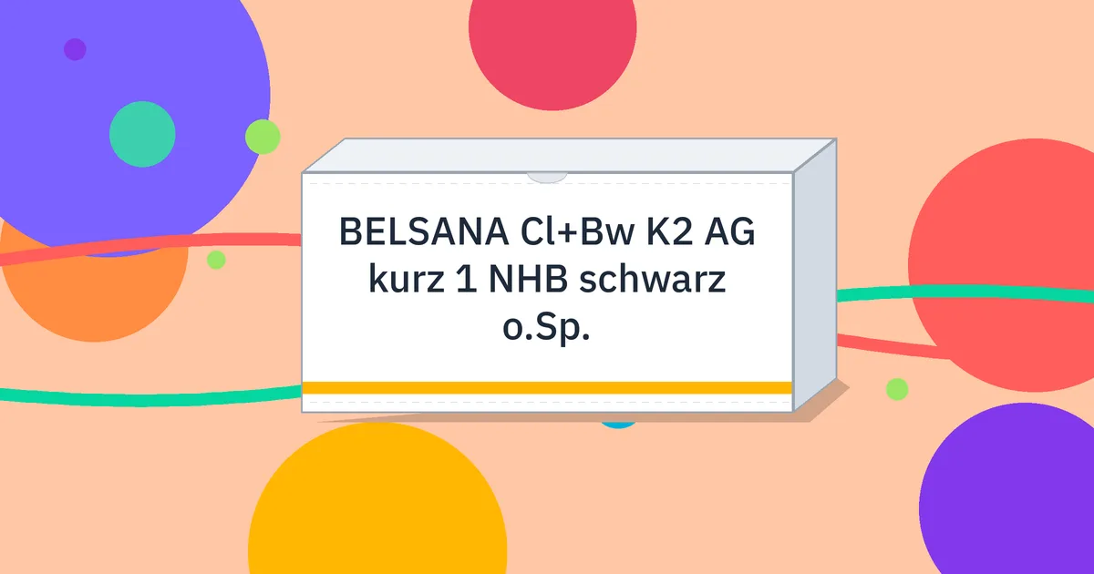 Symbolbild: Packung mit der Aufschrift BELSANA Cl+Bw K2 AG kurz 1 NHB schwarz o.Sp. (PZN 12242323) – Verfügbarkeit und Bezug in Apotheken in Frankfurt am Main