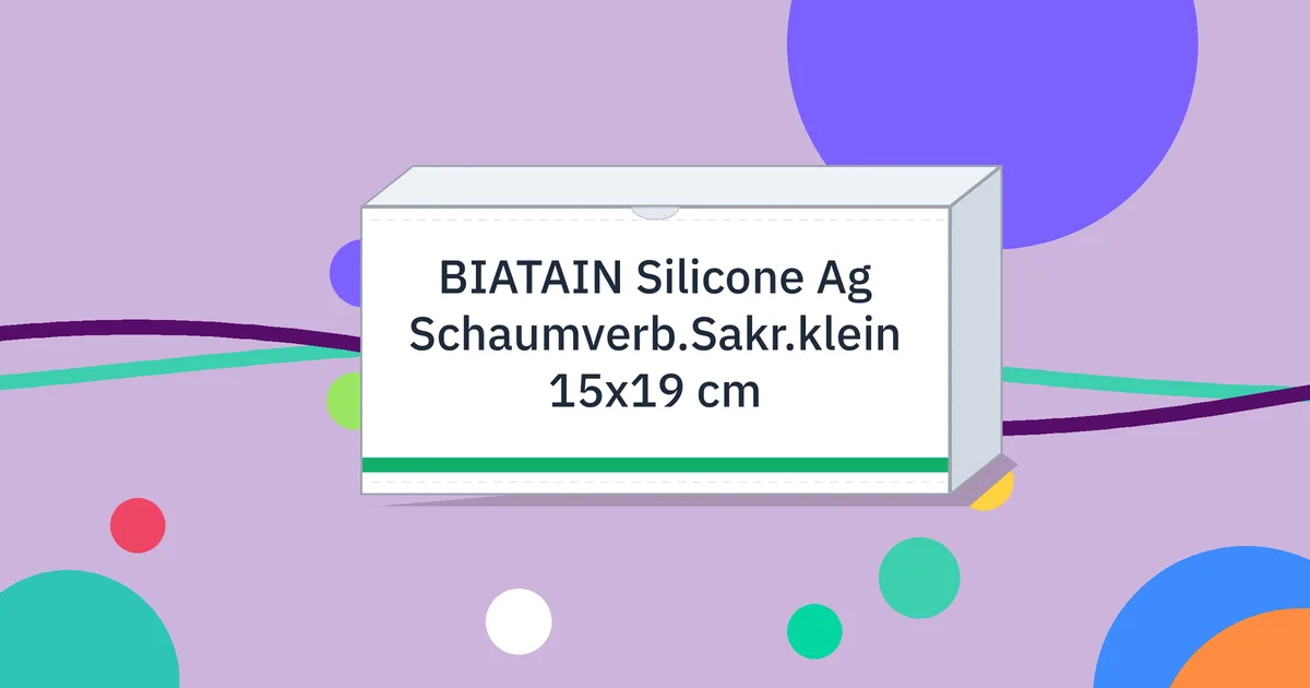 Symbolbild: Packung mit der Aufschrift BIATAIN Silicone Ag Schaumverb.Sakr.klein 15x19 cm (PZN 18670209) – Verfügbarkeit und Bezug in Apotheken in Frankfurt am Main