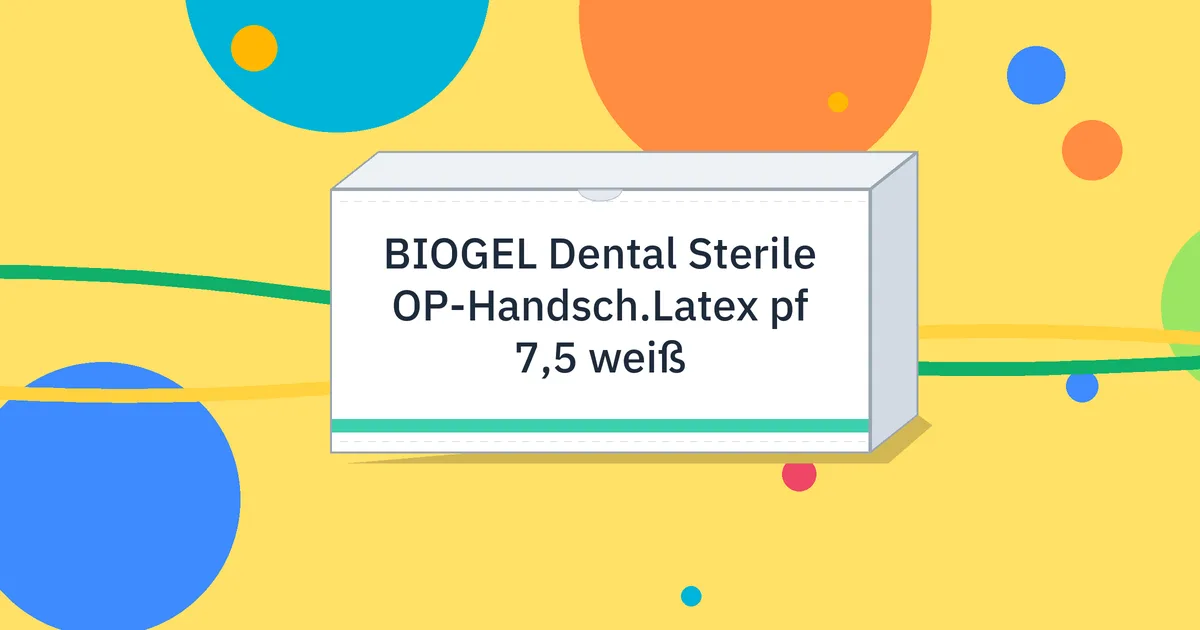 Symbolbild: Packung mit der Aufschrift BIOGEL Dental Sterile OP-Handsch.Latex pf 7,5 weiß (PZN 19496268) – Verfügbarkeit und Bezug in Apotheken in Frankfurt am Main