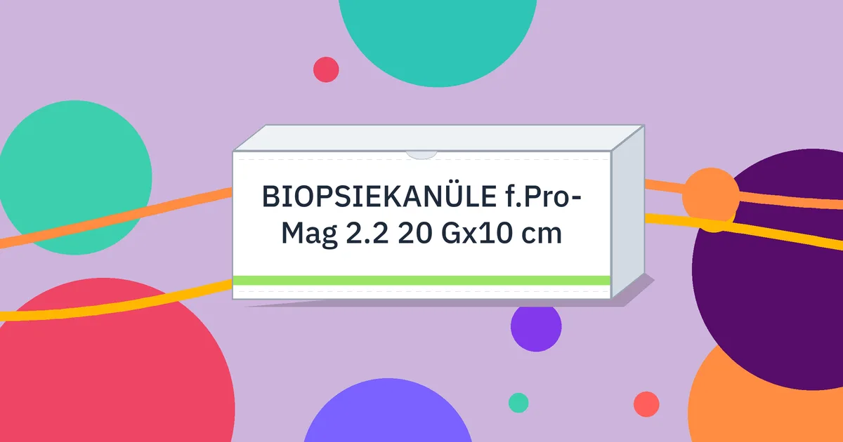 Symbolbild: Packung mit der Aufschrift BIOPSIEKANÜLE f.Pro-Mag 2.2 20 Gx10 cm (PZN 04507670) – Verfügbarkeit und Bezug in Apotheken in Frankfurt am Main