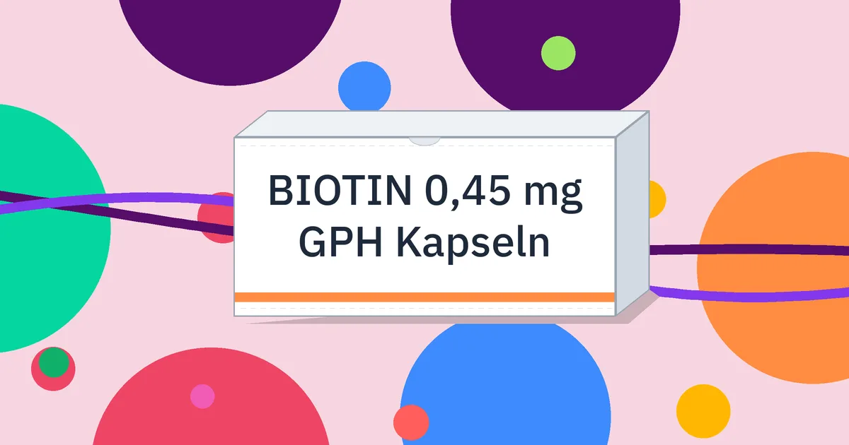 Symbolbild: Packung mit der Aufschrift BIOTIN 0,45 mg GPH Kapseln (PZN 09749509) – Verfügbarkeit und Bezug in Apotheken in Frankfurt am Main