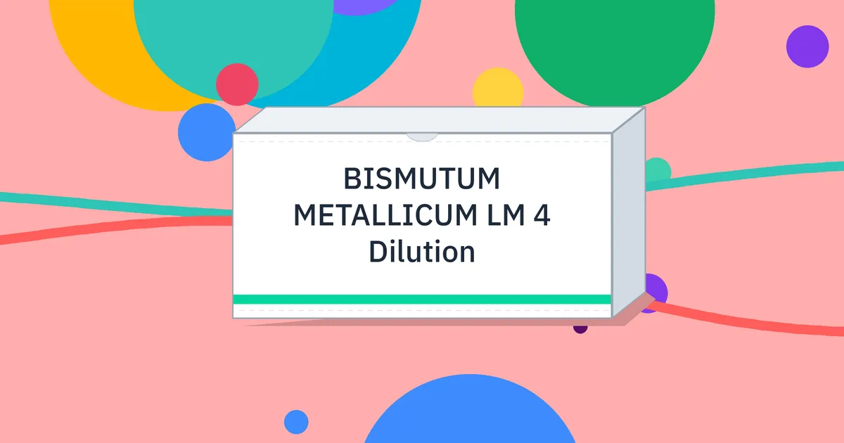 Symbolbild: Packung mit der Aufschrift BISMUTUM METALLICUM LM 4 Dilution (PZN 12794643) – Verfügbarkeit und Bezug in Apotheken in Frankfurt am Main
