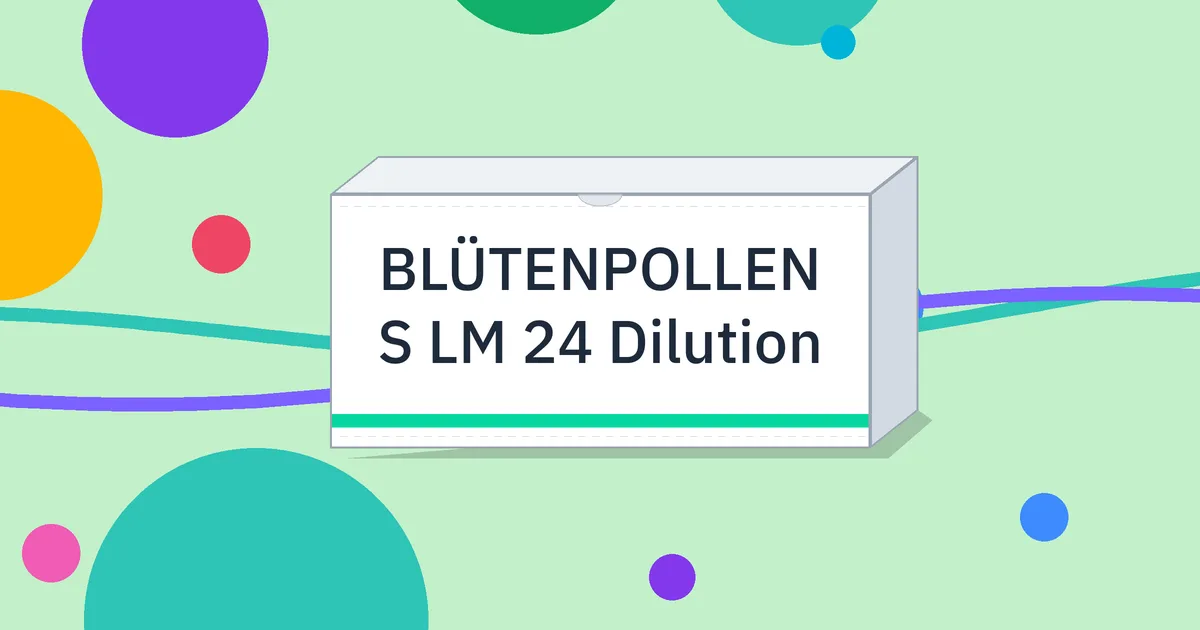 Symbolbild: Packung mit der Aufschrift BLÜTENPOLLEN S LM 24 Dilution (PZN 12795341) – Verfügbarkeit und Bezug in Apotheken in Frankfurt am Main