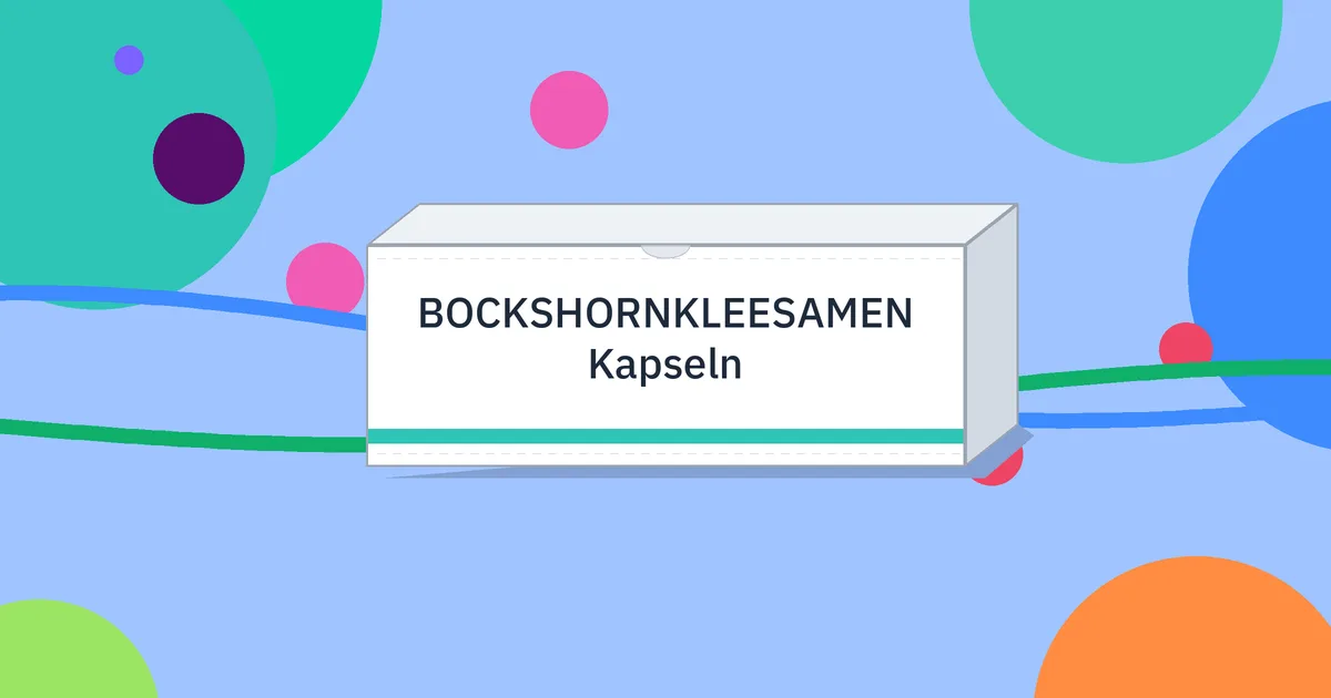 Symbolbild: Packung mit der Aufschrift BOCKSHORNKLEESAMEN Kapseln (PZN 15740599) – Verfügbarkeit und Bezug in Apotheken in Frankfurt am Main