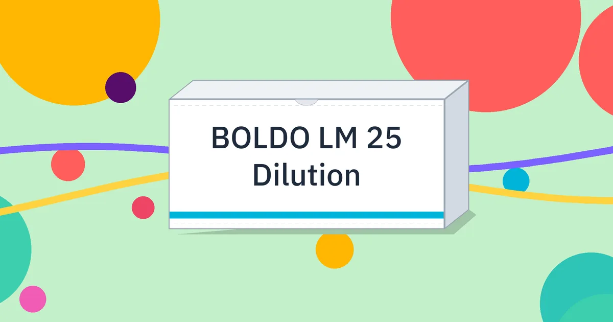 Symbolbild: Packung mit der Aufschrift BOLDO LM 25 Dilution (PZN 13390698) – Verfügbarkeit und Bezug in Apotheken in Frankfurt am Main