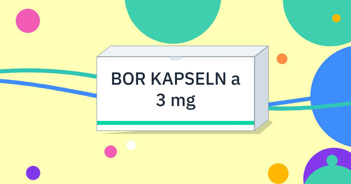 Symbolbild: Packung mit der Aufschrift BOR KAPSELN a 3 mg (PZN 19307451) – Verfügbarkeit und Bezug in Apotheken in Frankfurt am Main