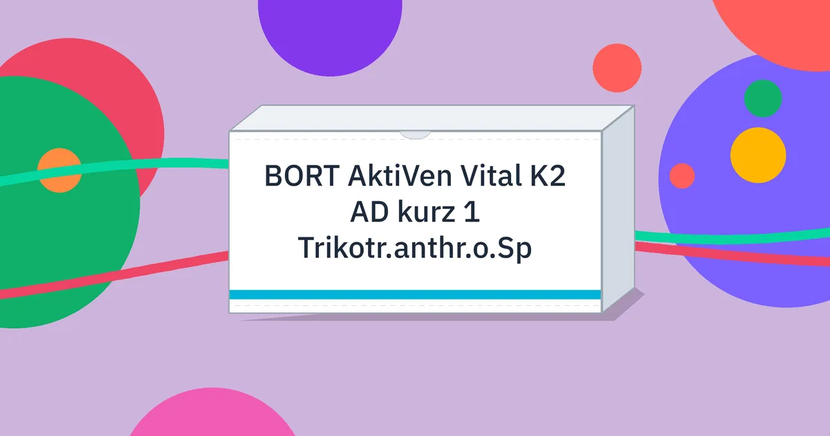 Symbolbild: Packung mit der Aufschrift BORT AktiVen Vital K2 AD kurz 1 Trikotr.anthr.o.Sp (PZN 13728393) – Verfügbarkeit und Bezug in Apotheken in Frankfurt am Main