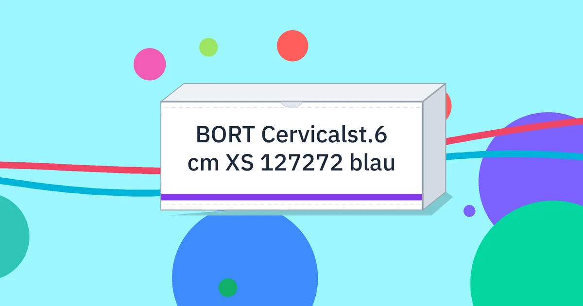 Symbolbild: Packung mit der Aufschrift BORT Cervicalst.6 cm XS 127272 blau (PZN 00527807) – Verfügbarkeit und Bezug in Apotheken in Frankfurt am Main