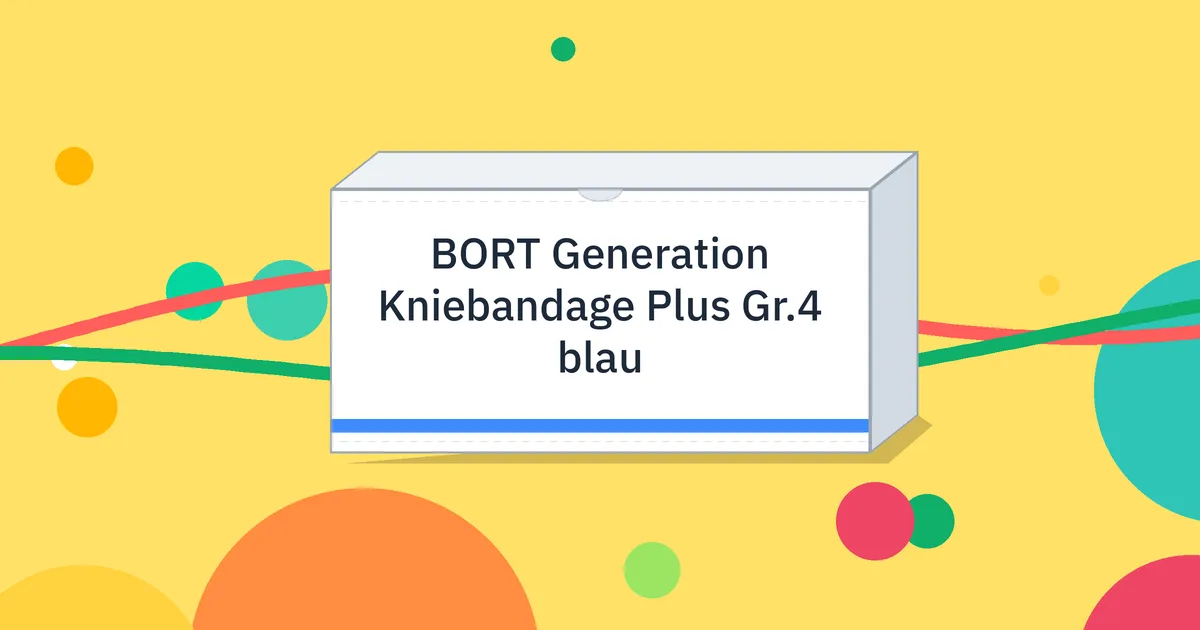 Symbolbild: Packung mit der Aufschrift BORT Generation Kniebandage Plus Gr.4 blau (PZN 16317561) – Verfügbarkeit und Bezug in Apotheken in Frankfurt am Main