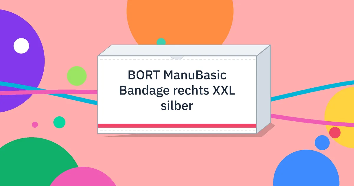Symbolbild: Packung mit der Aufschrift BORT ManuBasic Bandage rechts XXL silber (PZN 18269984) – Verfügbarkeit und Bezug in Apotheken in Frankfurt am Main