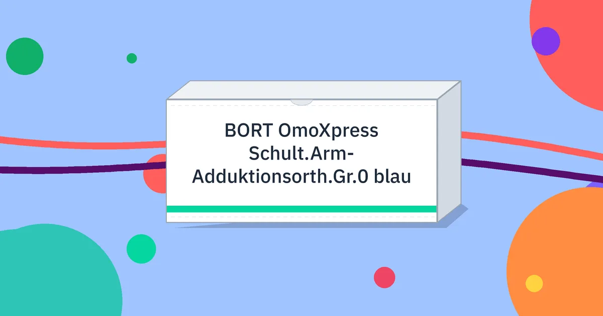 Symbolbild: Packung mit der Aufschrift BORT OmoXpress Schult.Arm-Adduktionsorth.Gr.0 blau (PZN 10207630) – Verfügbarkeit und Bezug in Apotheken in Frankfurt am Main
