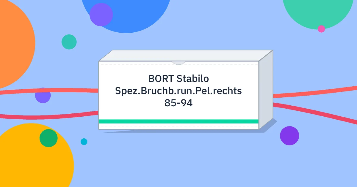 Symbolbild: Packung mit der Aufschrift BORT Stabilo Spez.Bruchb.run.Pel.rechts 85-94 (PZN 07196041) – Verfügbarkeit und Bezug in Apotheken in Frankfurt am Main