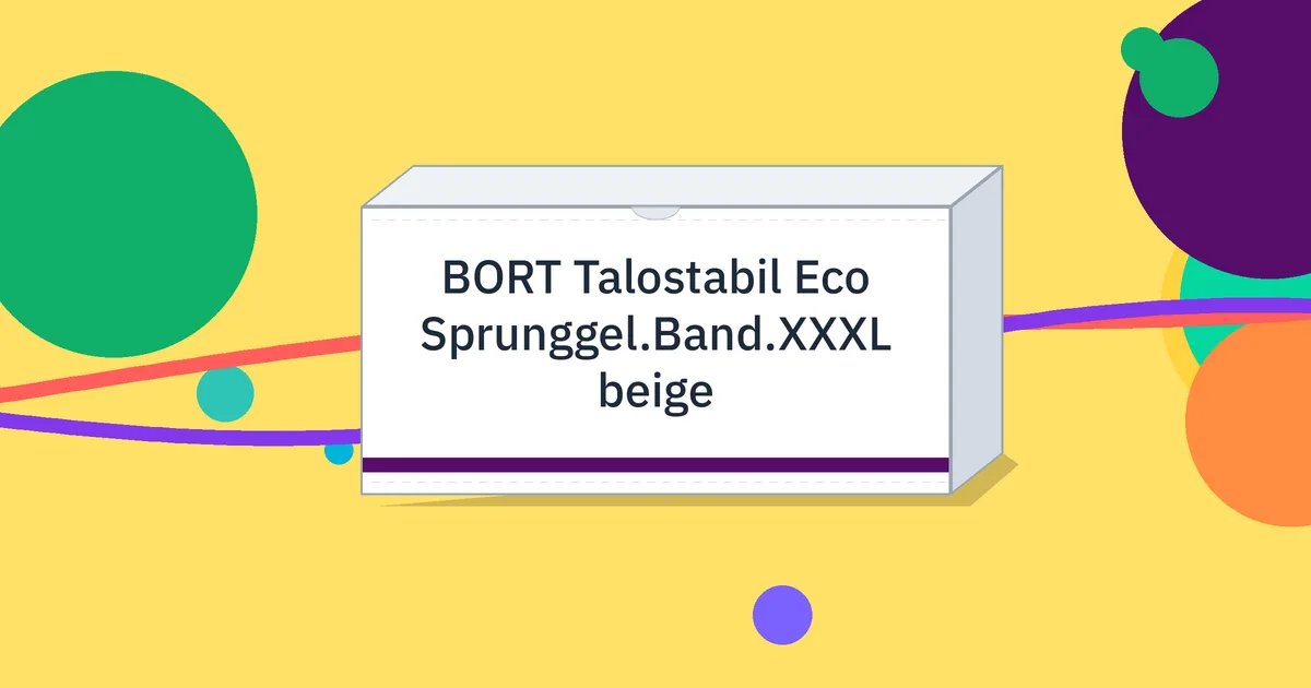 Symbolbild: Packung mit der Aufschrift BORT Talostabil Eco Sprunggel.Band.XXXL beige (PZN 19110926) – Verfügbarkeit und Bezug in Apotheken in Frankfurt am Main