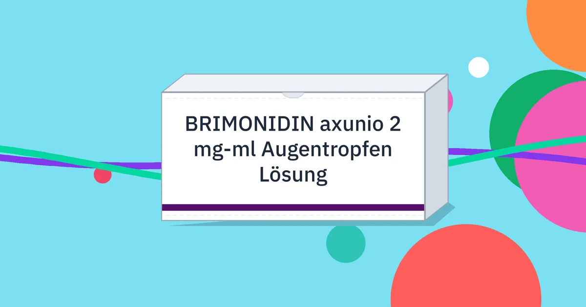Symbolbild: Packung mit der Aufschrift BRIMONIDIN axunio 2 mg-ml Augentropfen Lösung (PZN 19744140) – Verfügbarkeit und Bezug in Apotheken in Frankfurt am Main