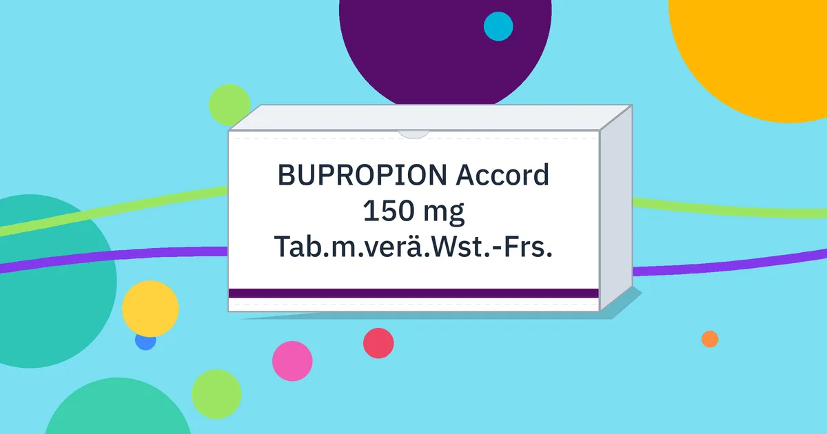 Symbolbild: Packung mit der Aufschrift BUPROPION Accord 150 mg Tab.m.verä.Wst.-Frs. (PZN 15883169) – Verfügbarkeit und Bezug in Apotheken in Frankfurt am Main