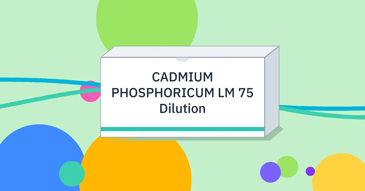 Symbolbild: Packung mit der Aufschrift CADMIUM PHOSPHORICUM LM 75 Dilution (PZN 13402585) – Verfügbarkeit und Bezug in Apotheken in Frankfurt am Main