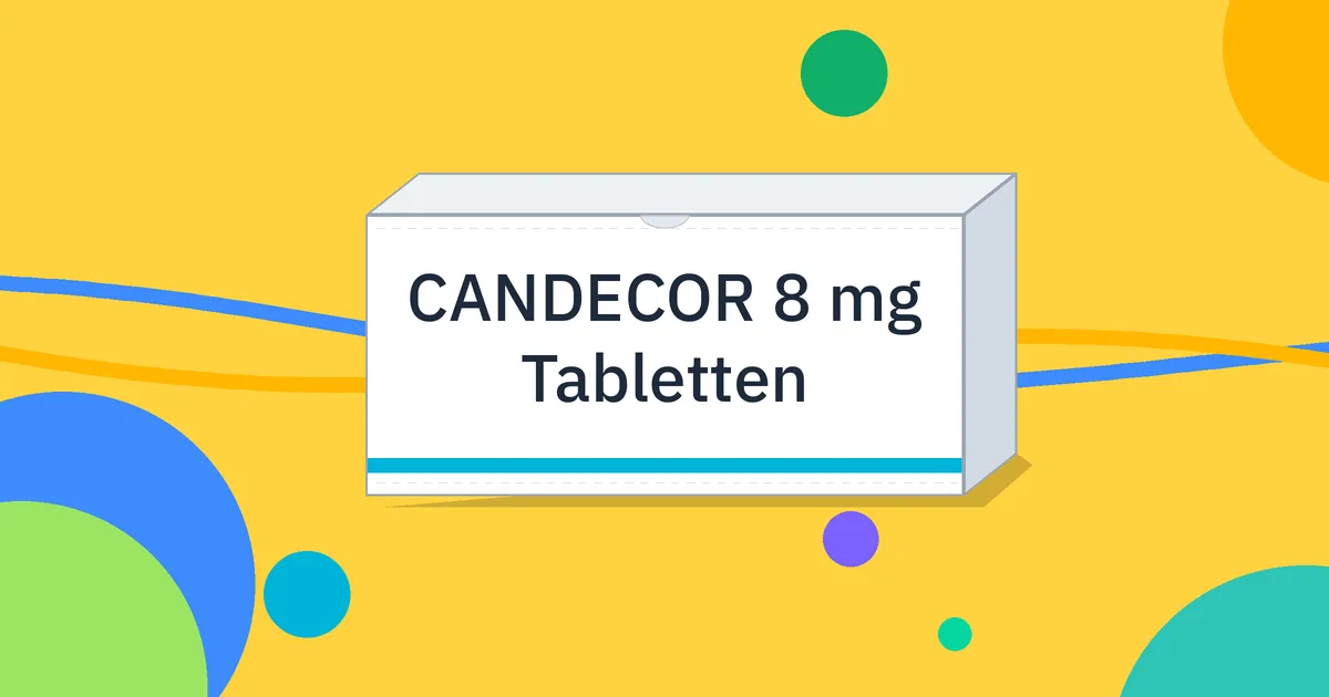 Symbolbild: Packung mit der Aufschrift CANDECOR 8 mg Tabletten (PZN 09633445) – Verfügbarkeit und Bezug in Apotheken in Frankfurt am Main