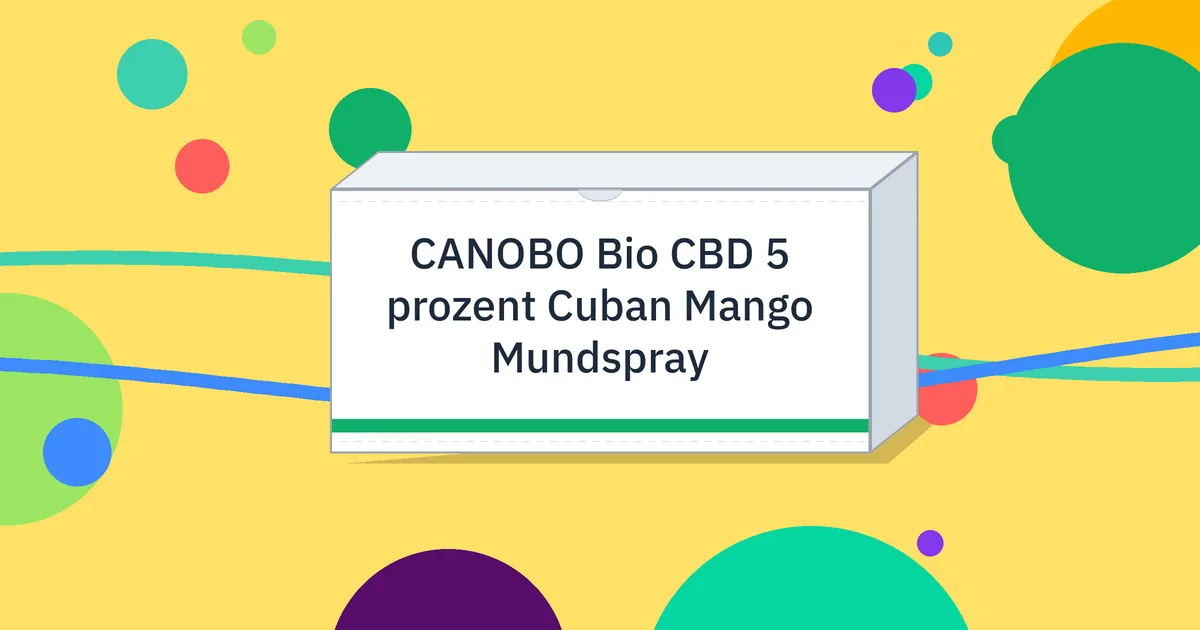 Symbolbild: Packung mit der Aufschrift CANOBO Bio CBD 5 prozent Cuban Mango Mundspray (PZN 17366283) – Verfügbarkeit und Bezug in Apotheken in Frankfurt am Main