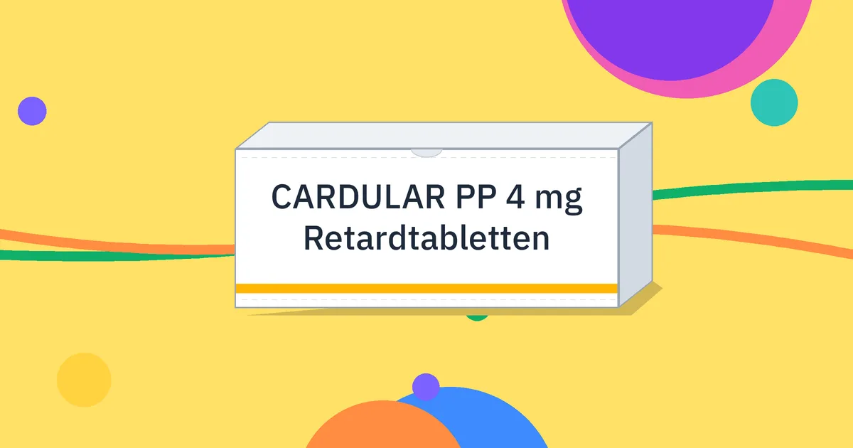 Symbolbild: Packung mit der Aufschrift CARDULAR PP 4 mg Retardtabletten (PZN 11214425) – Verfügbarkeit und Bezug in Apotheken in Frankfurt am Main