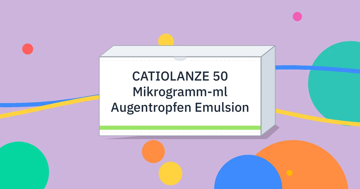 Symbolbild: Packung mit der Aufschrift CATIOLANZE 50 Mikrogramm-ml Augentropfen Emulsion (PZN 20041573) – Verfügbarkeit und Bezug in Apotheken in Frankfurt am Main