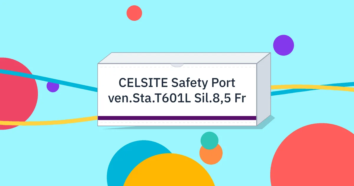 Symbolbild: Packung mit der Aufschrift CELSITE Safety Port ven.Sta.T601L Sil.8,5 Fr (PZN 11322741) – Verfügbarkeit und Bezug in Apotheken in Frankfurt am Main