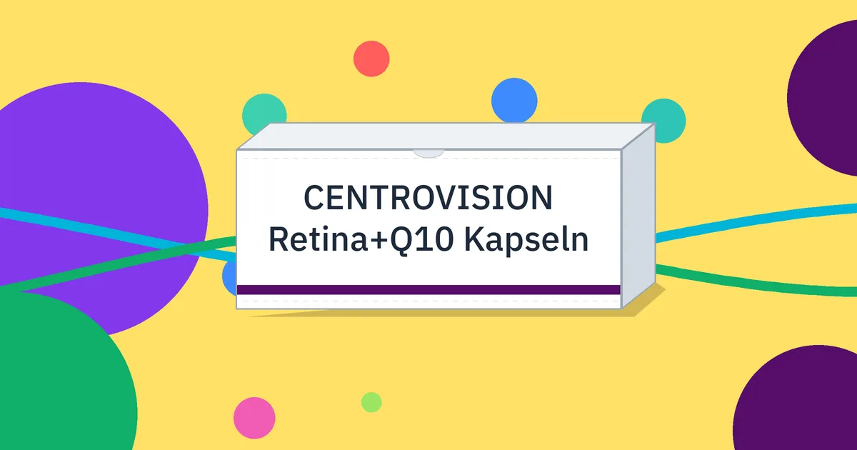 Symbolbild: Packung mit der Aufschrift CENTROVISION Retina+Q10 Kapseln (PZN 18599500) – Verfügbarkeit und Bezug in Apotheken in Frankfurt am Main