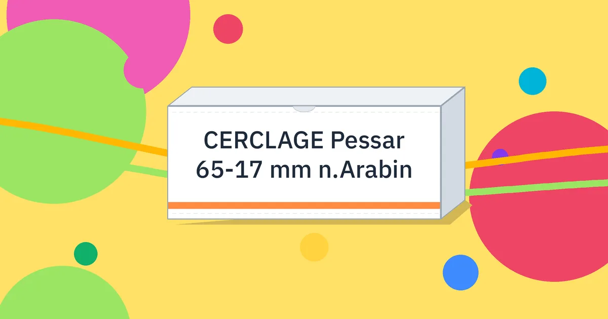 Symbolbild: Packung mit der Aufschrift CERCLAGE Pessar 65-17 mm n.Arabin (PZN 04844657) – Verfügbarkeit und Bezug in Apotheken in Frankfurt am Main