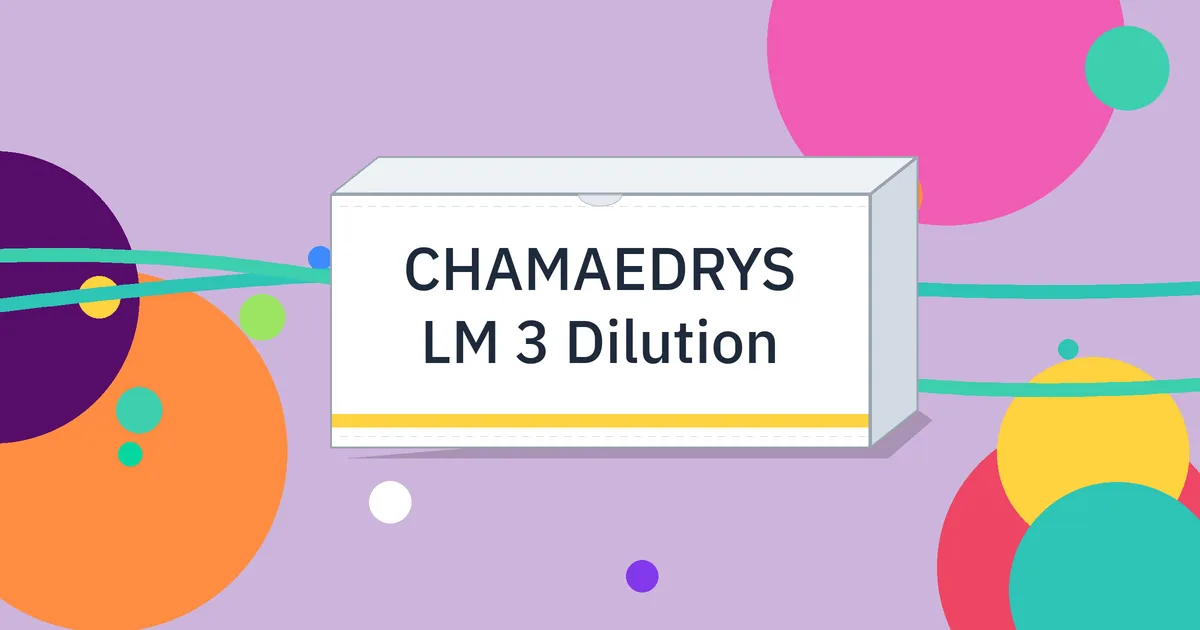 Symbolbild: Packung mit der Aufschrift CHAMAEDRYS LM 3 Dilution (PZN 13438382) – Verfügbarkeit und Bezug in Apotheken in Frankfurt am Main