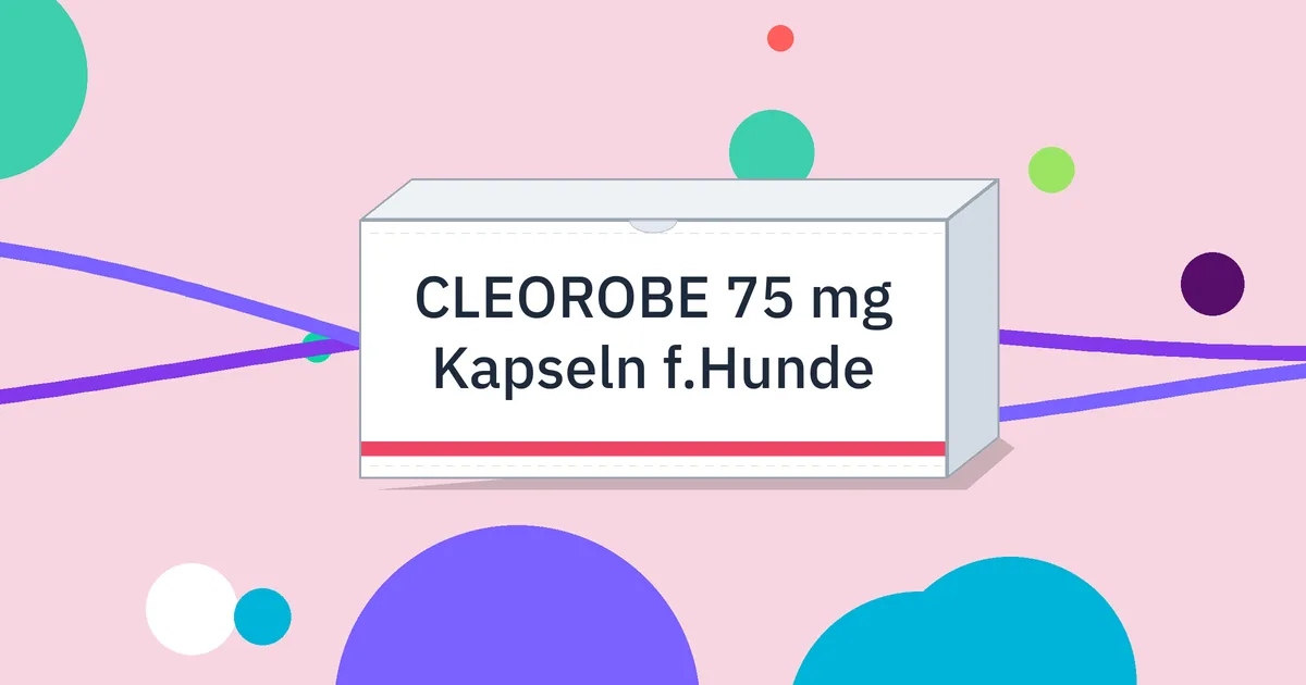 Symbolbild: Packung mit der Aufschrift CLEOROBE 75 mg Kapseln f.Hunde (PZN 01446531) – Verfügbarkeit und Bezug in Apotheken in Frankfurt am Main