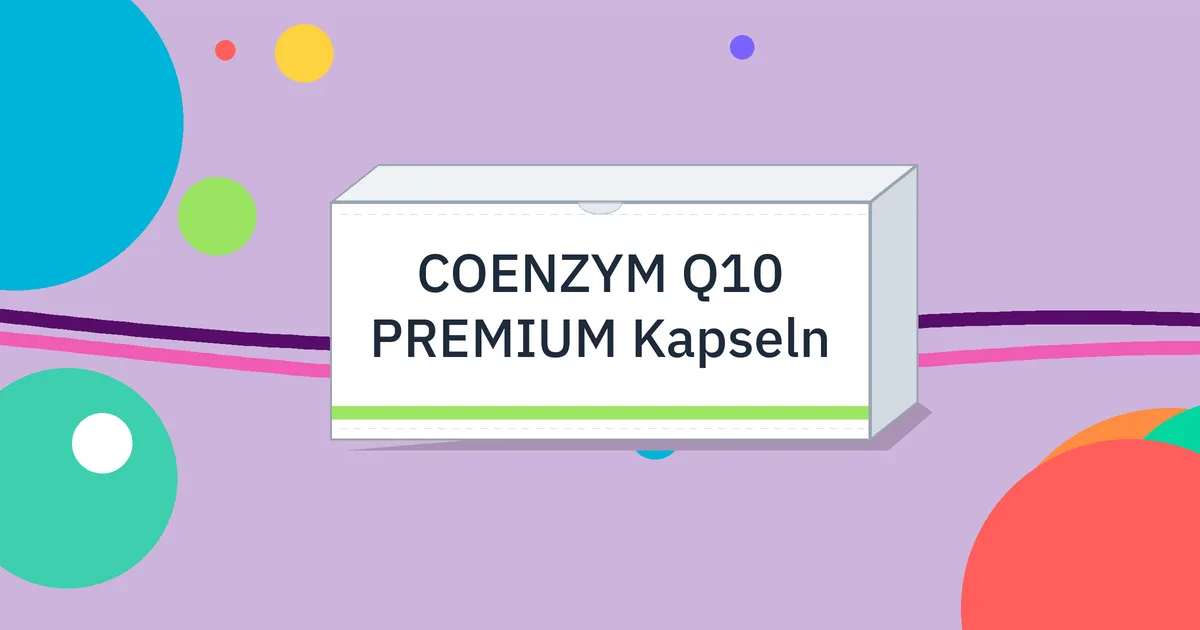 Symbolbild: Packung mit der Aufschrift COENZYM Q10 PREMIUM Kapseln (PZN 12800852) – Verfügbarkeit und Bezug in Apotheken in Frankfurt am Main