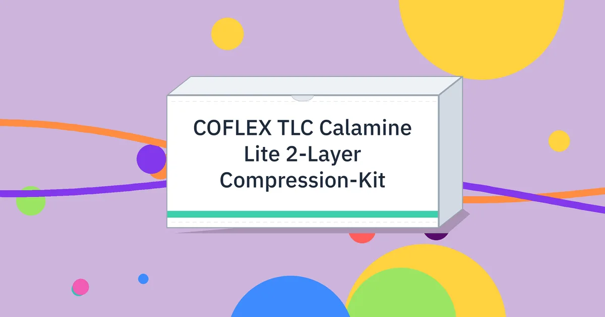 Symbolbild: Packung mit der Aufschrift COFLEX TLC Calamine Lite 2-Layer Compression-Kit (PZN 17543986) – Verfügbarkeit und Bezug in Apotheken in Frankfurt am Main