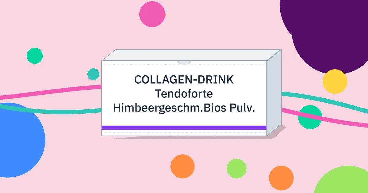 Symbolbild: Packung mit der Aufschrift COLLAGEN-DRINK Tendoforte Himbeergeschm.Bios Pulv. (PZN 20808371) – Verfügbarkeit und Bezug in Apotheken in Frankfurt am Main