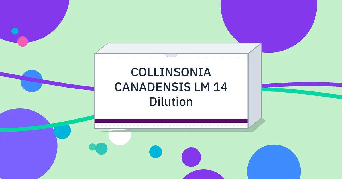 Symbolbild: Packung mit der Aufschrift COLLINSONIA CANADENSIS LM 14 Dilution (PZN 13447843) – Verfügbarkeit und Bezug in Apotheken in Frankfurt am Main