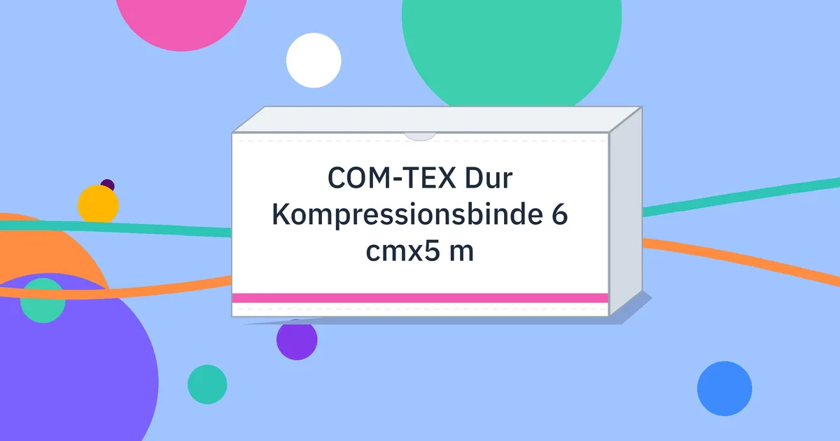 Symbolbild: Packung mit der Aufschrift COM-TEX Dur Kompressionsbinde 6 cmx5 m (PZN 04722925) – Verfügbarkeit und Bezug in Apotheken in Frankfurt am Main