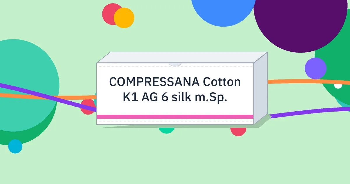 Symbolbild: Packung mit der Aufschrift COMPRESSANA Cotton K1 AG 6 silk m.Sp. (PZN 11393758) – Verfügbarkeit und Bezug in Apotheken in Frankfurt am Main