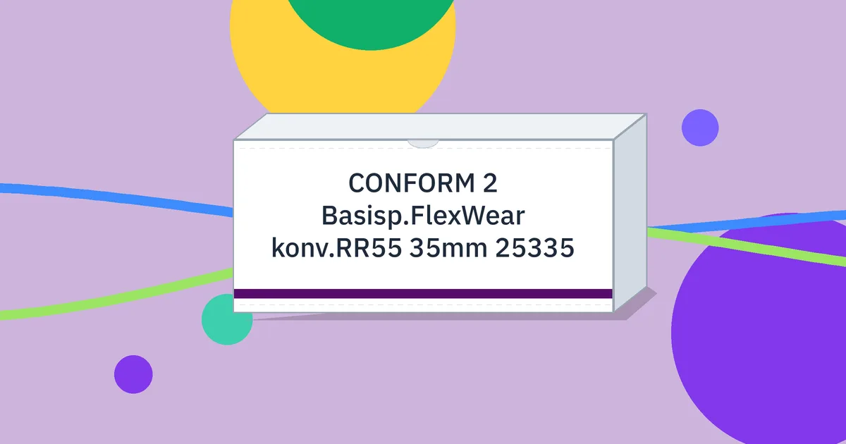 Symbolbild: Packung mit der Aufschrift CONFORM 2 Basisp.FlexWear konv.RR55 35mm 25335 (PZN 00733688) – Verfügbarkeit und Bezug in Apotheken in Frankfurt am Main
